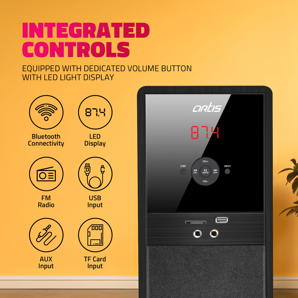 SoundHub 400 Bluetooth Tower Speaker with Bluetooth/HDMI/AUX in/Optica