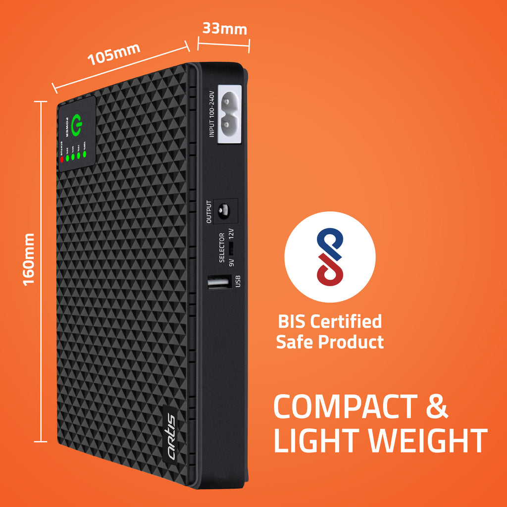 AR-MINIDC-2 Mini UPS for WiFi Router/Modem/Set top Box Devices. 8800mA