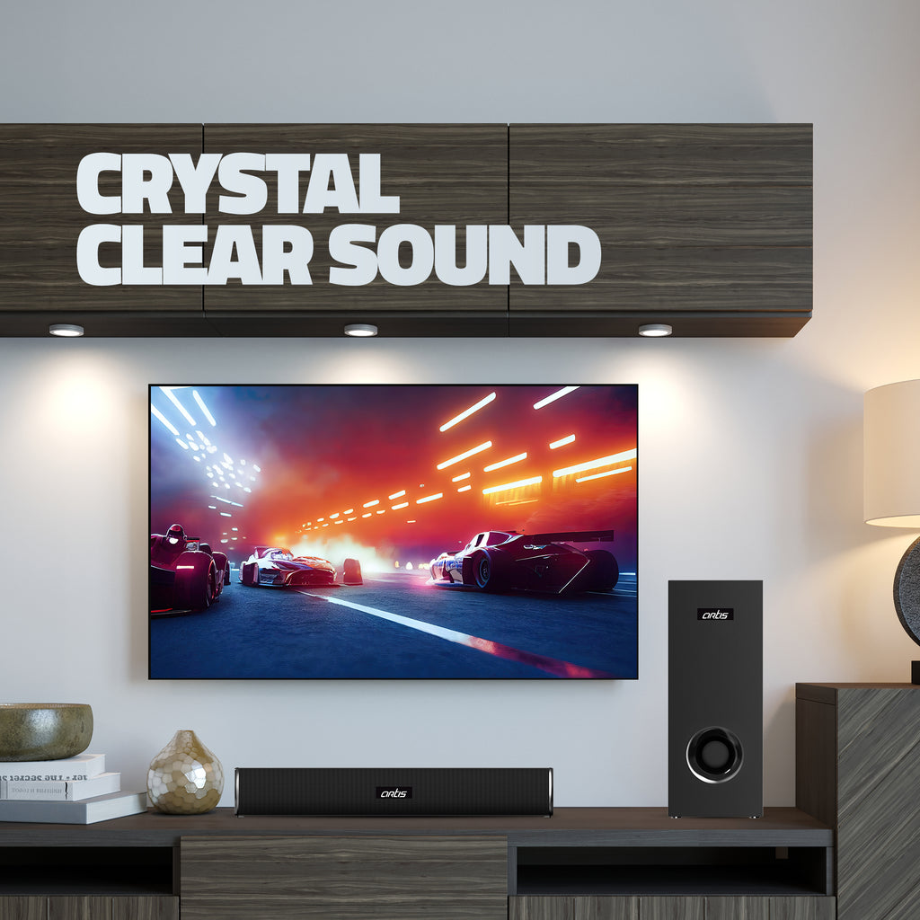 SoundHub 110 60W 2.1 CH Wireless BT Soundbar With Wired Subwoofer, 2 D