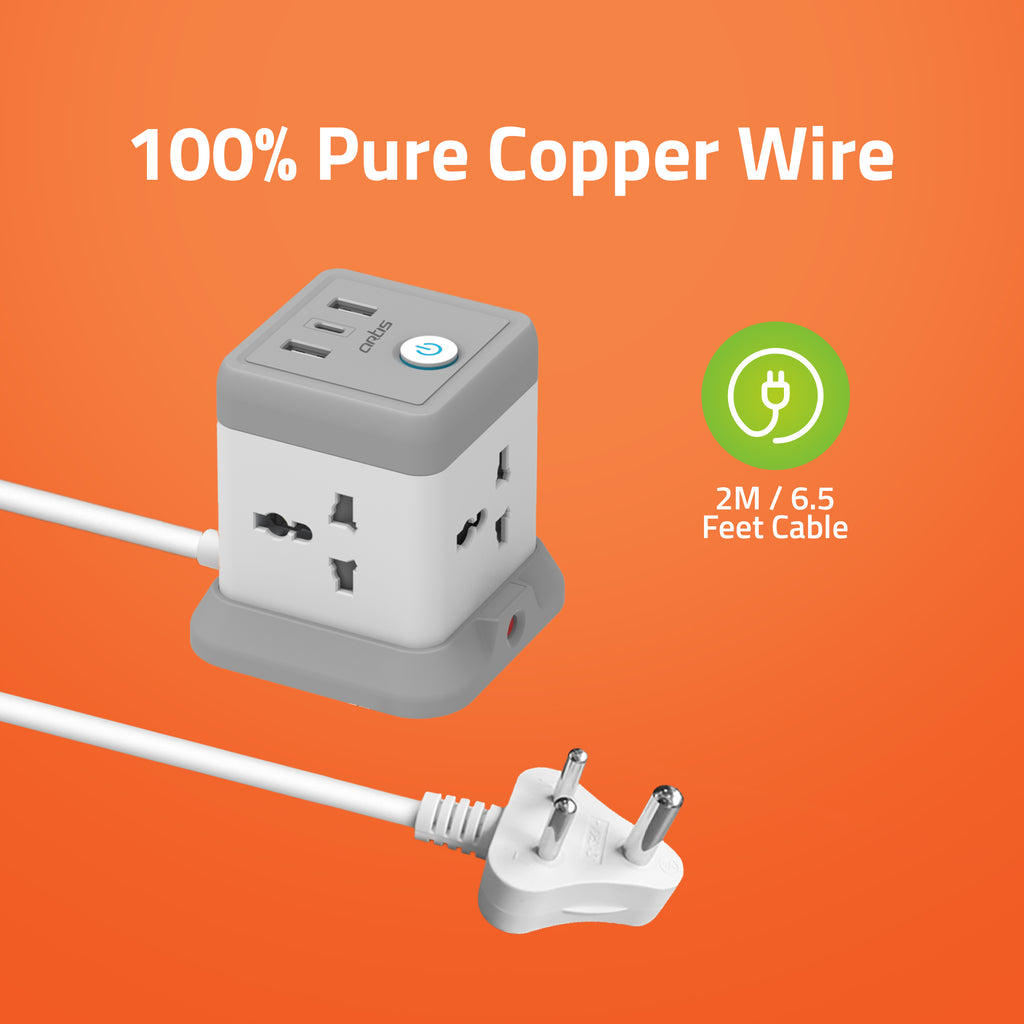 Buy AR-4SS-3USBCB 4 Universal Sockets in White Online